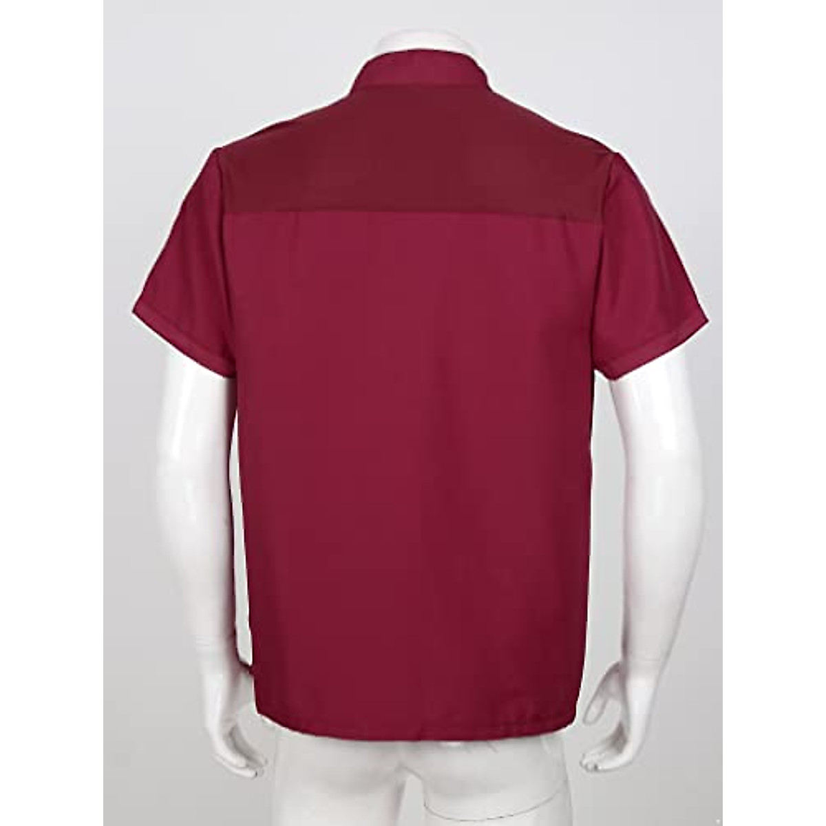 JEATHA Men Double-Breasted Short Sleeve Chef Coat Jacket Uniform Unisex-Adult Chef Jacket Chef Coat Red F Large