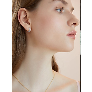 GLOQUAT Gold Hoop Earrings for Women Silver Plated Olive Leaf with CZ Huggie Hoop Earrings Hypoallergenic Zirconia Hoop Earrings Huggie Ear Cuff Jewelry Gifts 10mm