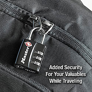 Master Lock 4680DBLK TSA-Approved Luggage Lock, 1-3/16-in. Wide, Black