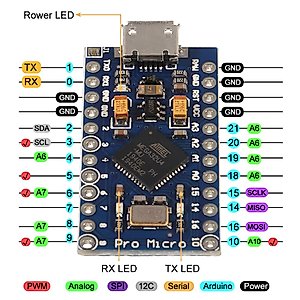 AITRIP 4PCS Pro Micro Atmega32U4 5V 16MHz Bootloadered IDE Micro USB Pro Micro Development Board Microcontroller Compatible with Pro Micro Serial Connection with Pin Header