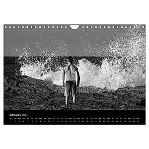 Surf in B&W (Wall Calendar 2024 DIN A4 Landscape), CALVENDO 12 Month Wall Calendar