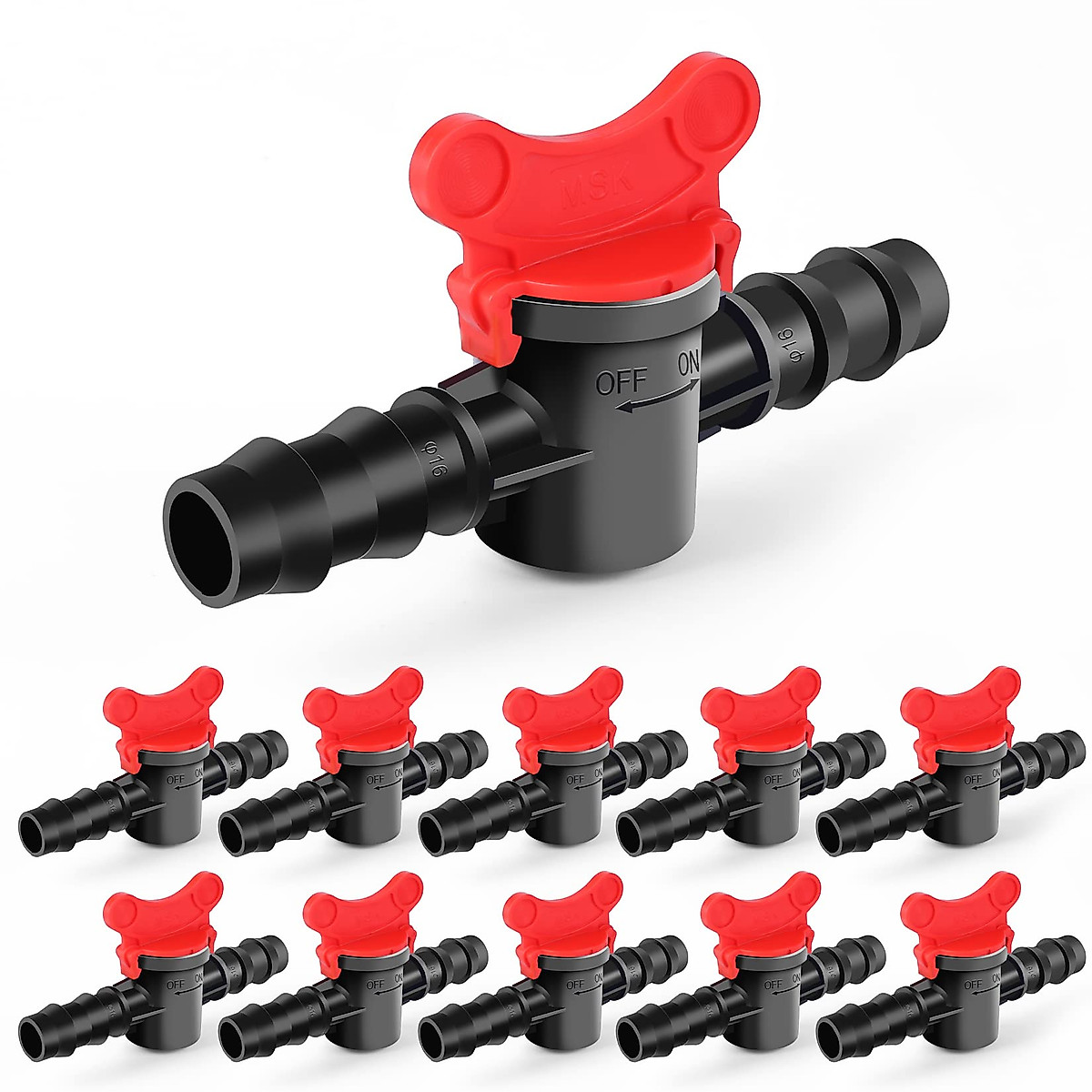 Hottche drip irrigation parts Barbed Ball valve 16mm 1/2 inch drip irrigation tubing shut off valve 10pack