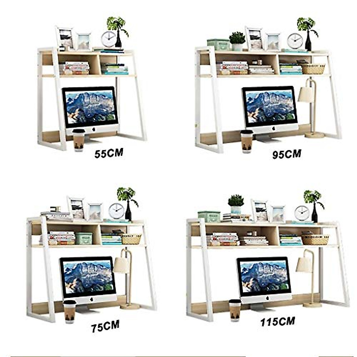 SMSJ-YJ Desktop Bookshelf 2-Tier Storage Shelf Desktop Organizer Home Space Saving Classic Desk Bookshelf Office Storage Rack Desktop Organizer (Size : L95CMW32CMH65CM)