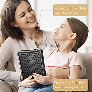 Fintie Case for iPad 9th / 8th / 7th Generation (2021/2020/2019) 10.2 Inch - [Honey Comb Series] Light Weight Anti Slip Kids Friendly Shock Proof Soft Silicone Protective Cover, Black