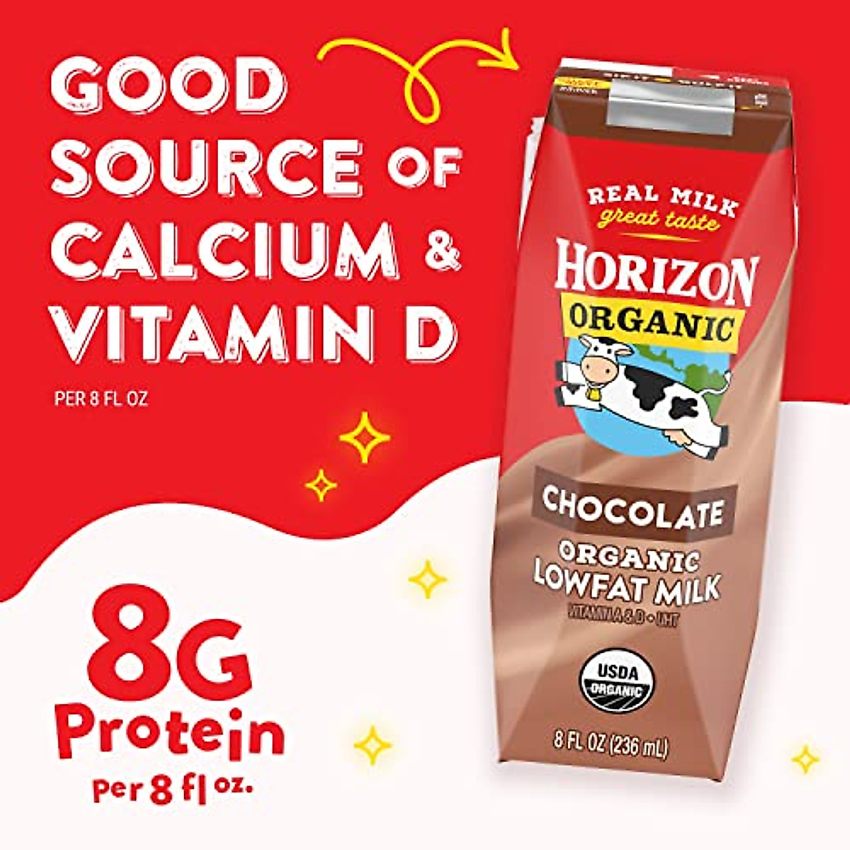 Horizon Organic Shelf-Stable 1% Low Fat Milk Boxes, Chocolate, 8 oz., 18 Pack