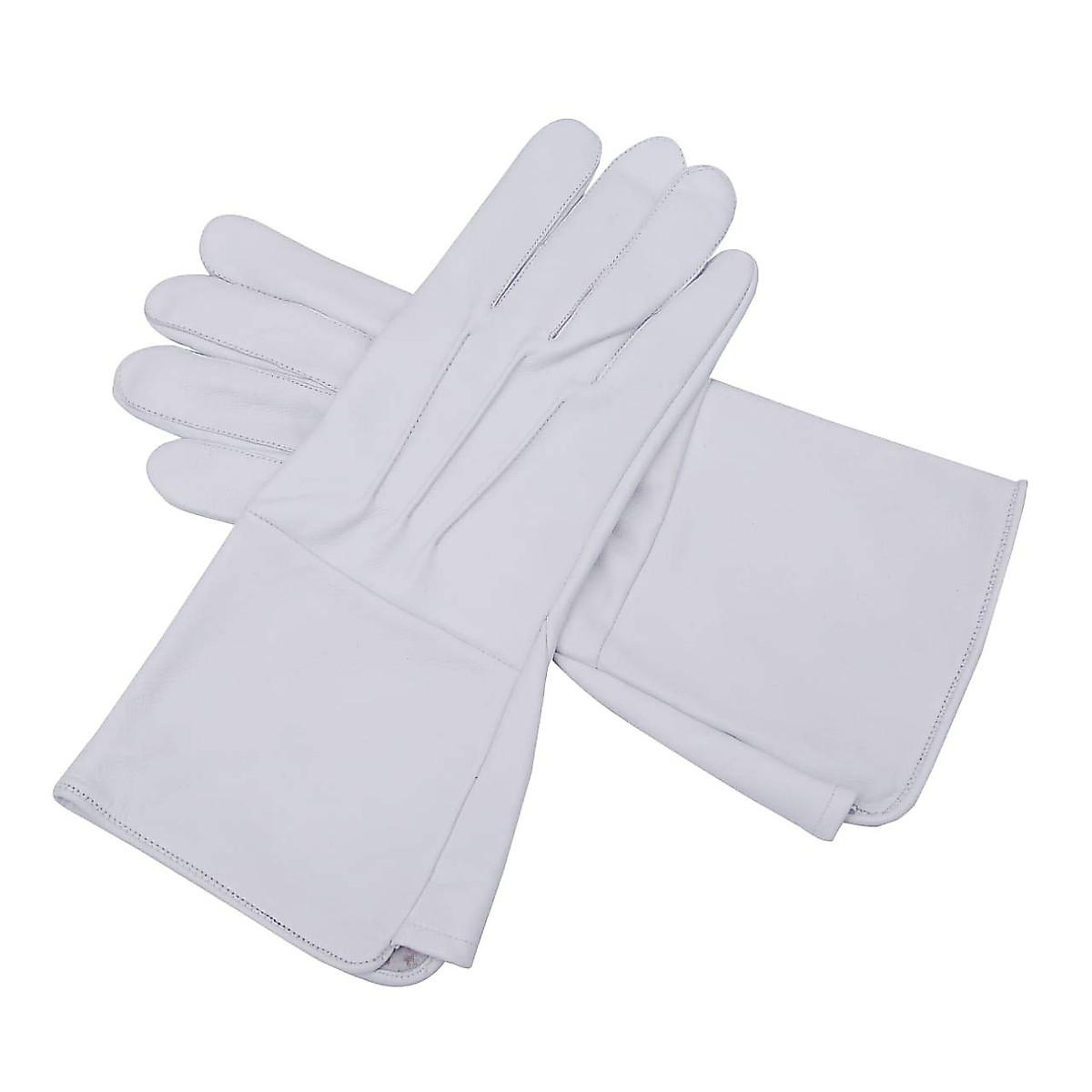 LEATHER LH HANDS Men's Medieval Renaissance Cosplay Unlined Gauntlet Genuine Leather Costume Gloves Cuff White Large