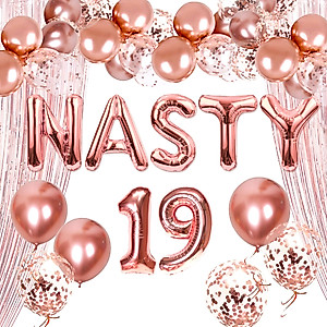 Rose Gold Nasty 19 Birthday Decoration Black Nineteenth birthday Decorations Nasty 19 Sign Funny Birthday Decoration Balloons 19 Years Old Theme Decor