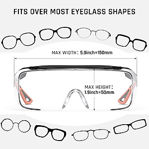 MORK&SUKY Safety Glasses Over Eyeglasses, Safety Goggles for Lab Nursing Work Woodworking Eye Protection Men Women.. (black)