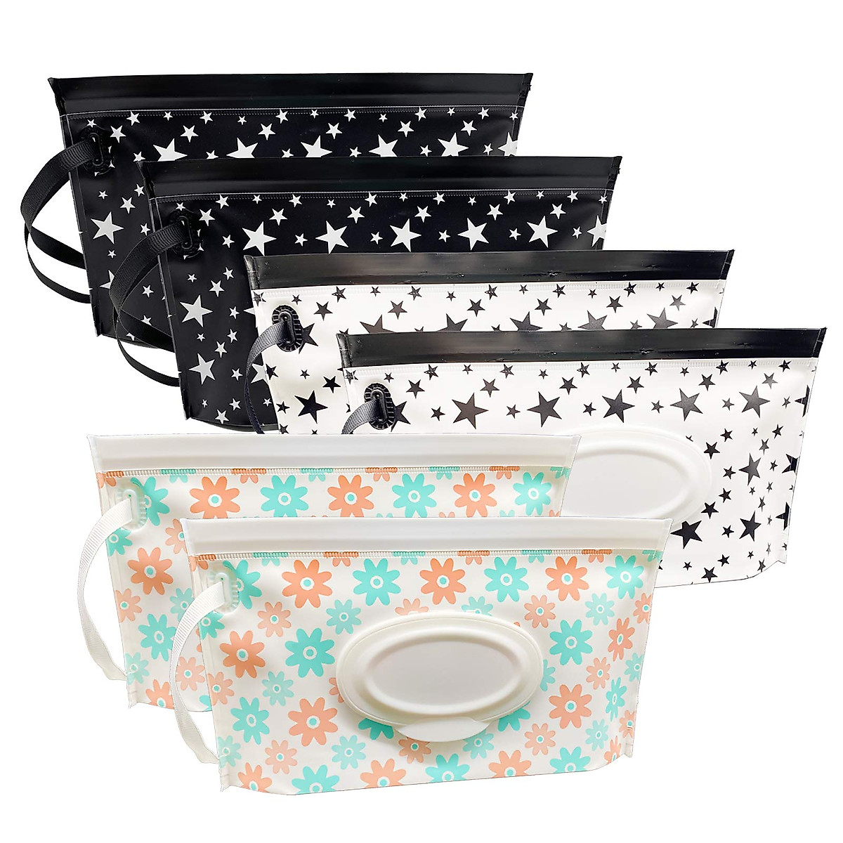 ULVBABI Baby Wet Wipe Pouch Container, Reusable & Refillable Portable Wipes Dispenser, Eco Friendly and Lightweight Baby Travel Wet Wipe Holder, Keeps Wet Wipes Moist (6 Pack)