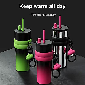 cdar Stainless Steel Coffee Cup 710ml Double-layer Insulated Coffee Mug Tumbler Travel Flask Hot Cold Water Bottle Car Vacuum Flask Black