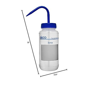 EISCO Wash Bottle for Soap, 500ml - Blank Label - Wide Mouth, Self Venting, Blue Cap, Low Density Polyethylene - Performance Plastics Labs