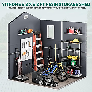 YITAHOME Resin Storage Unit sans Flooring, 6.3x6.2FT All-Weather Plastic Shed with Window, Vents and Secured Doors, Outdoor Plastic Tool Cabin for Poolside, Lawn, Backyard, Patio, Dark Gray