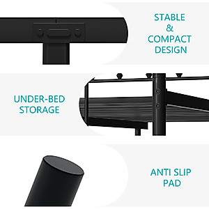 Walsunny Classic Metal Platform Bed Frame Mattress Foundation with Victorian Style Iron-Art Headboard/Footboard, Under Bed Storage, No Box Spring Needed, Twin Size