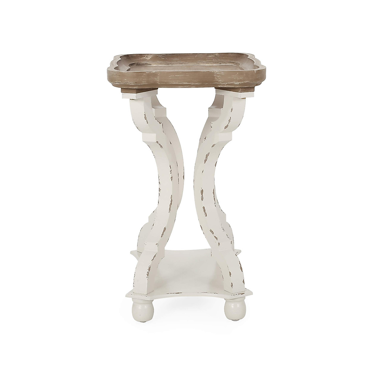 Christopher Knight Home Esther French Country Accent Table with Rectangular Top, Natural + Distressed White