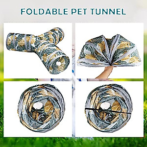 NANEEZOO Bunny Tunnels & Tubes Collapsible 3 Way Rabbit Hideout Small Animal Activity Tunnel Toys - for Dwarf Rabbits Bunny Guinea Pigs Kitty (Print Color)