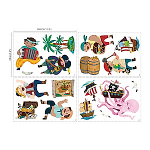DECOWALL DS-8010 Pirates & Treasure Island Kids Wall Stickers Wall Decals Peel and Stick Removable Wall Stickers for Kids Nursery Bedroom Living Room (Small) décor