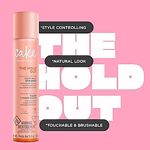 Cake Beauty Hairspray, The Hold Out – For Brushable, Touchable, Flexible Hold & Soft Volume – Vitamin E & Abyssinian Oil – For All Hair Types- 5.6 Oz.