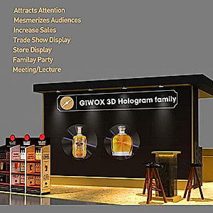 GIWOX Upgrade 3D Hologram Advertising Display Fan 16.5inch, 640P Hi-Resolution and WiFi Added - LED Light 3D Holographic Projector Fan for Business Store Shop Bar with 800pcs 3D Video Library 42cm