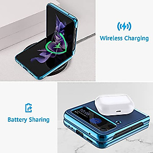 MATEPROX Slim Case for Samsung Galaxy Z Flip 3 5G, Lightweight with Non-Slip Leather Back & Electroplated Frame - Light Blue