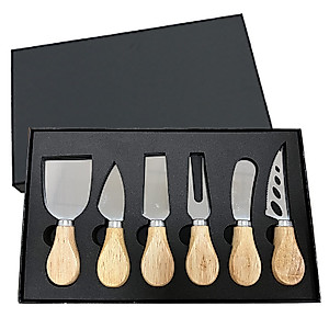 ewori 6 Pcs Cheese Knives Gift Set with Wood Handles Stainless Steel