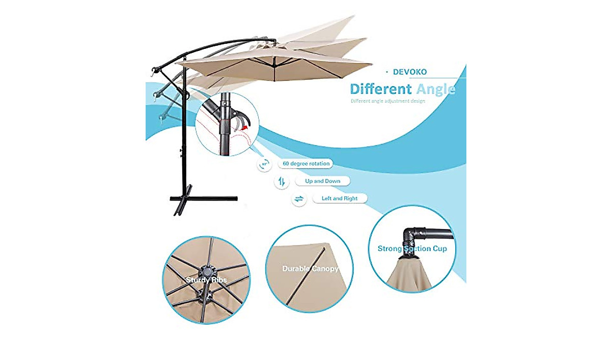 Devoko 10 Ft Patio Offset Umbrella - Perfect Outdoor Shade