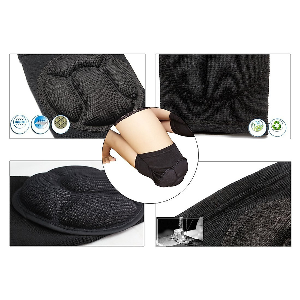 MAIBU Protective Volleyball Knee Pads Thick Sponge Anti-Collision Kneepads Protector Non-Slip Wrestling Dance Knee Pads Support Sleeve for Outdoor Sport(1 Pair,Black)