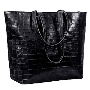ANTONIO VALERIA Alexis Black Printed Leather Tote/Top Handle Shoulder Bag for Women