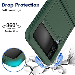 Jeylly for Samsung Galaxy Z Flip 4 5G Case with Lens Camera Protector, Heavy Duty Shockproof Anti Fingerprint Durable Phone Case Wireless Charging for Samsung Galaxy Z Flip 4, Green