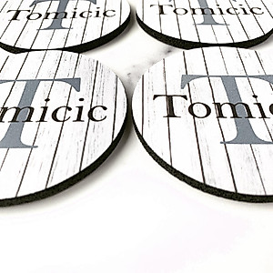 Personalized Coasters for Drinks White Barnwood Design Custom Farmhouse Coaster Set Monogram Initial Name Housewarming Gift Handmade by The Painted Pug (White)