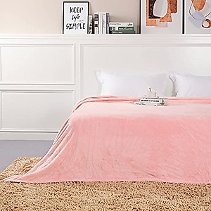NANPIPER Fleece Blankets, Super Soft Flannel King Size Blanket for Bed, Luxury Cozy Microfiber Plush Fuzzy Blanket,Pink