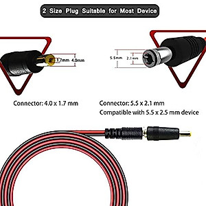 12V-24V DC Car Charger Auto Power Supply Cable - DC 5.5mm x 2.1mm 4FT to Car Cigarette Lighter Male Plug Car Cigarette Lighter Cable