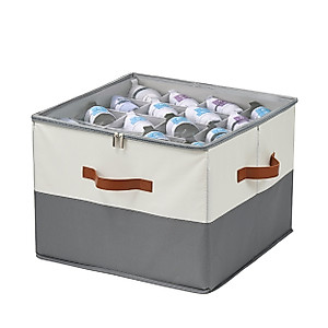 Generic Shoe Organizer for Closet,Foldable Shoe OrganizersContaine with Clear Cover，Adjustable DividersStorage Boxes for Closet ，16 Pairs，gray+white
