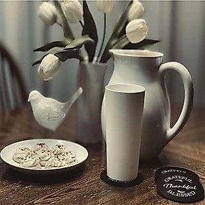 Silicone Coasters for Drinks Set / 6 Pack Proverbs 18:10 Products / Black Drink Coasters for Table Top Protection / Thankful Home Decor and Housewarming Gift / Grateful Thankful Blessed Decor