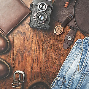 CUCOL Mens Wooden Watches Brown Cowhide Leather Strap Casual Watch for Groomsmen Gift with Box