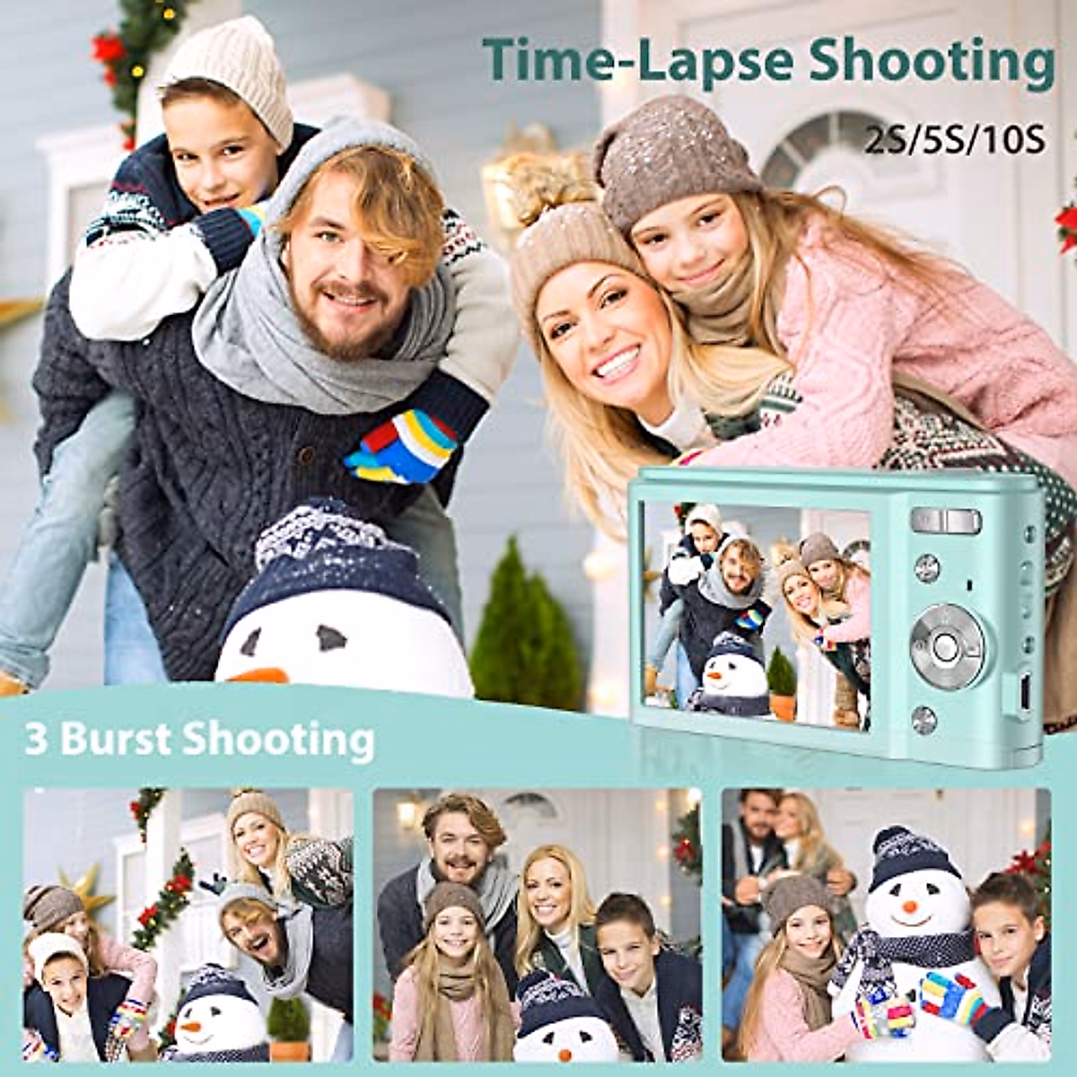 Digital Camera, FHD 2.7K Digital Camera for Kids Digital Point and Shoot Camera with 16X Digital Zoom, 44MP Compact Camera Portable Small Camera for Teens Boys Girls Students Beginners