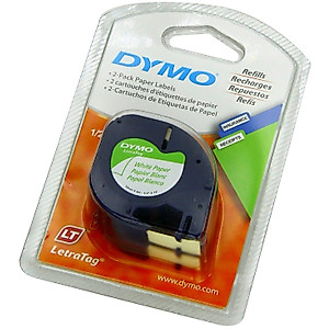 DYMO 2025928 10697 Self-Adhesive Paper Tape for LetraTag Label Makers, White (2 Pack of 2 Piece Each)