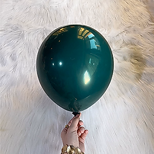 Pateeha Green Balloon Garland Arch Kit 10-12Ft Gold White Emerald Green Balloon Arch Mint Green Double Stuffed Dark Teal Balloons for Tropical Baby Shower Birthday Party Decorations