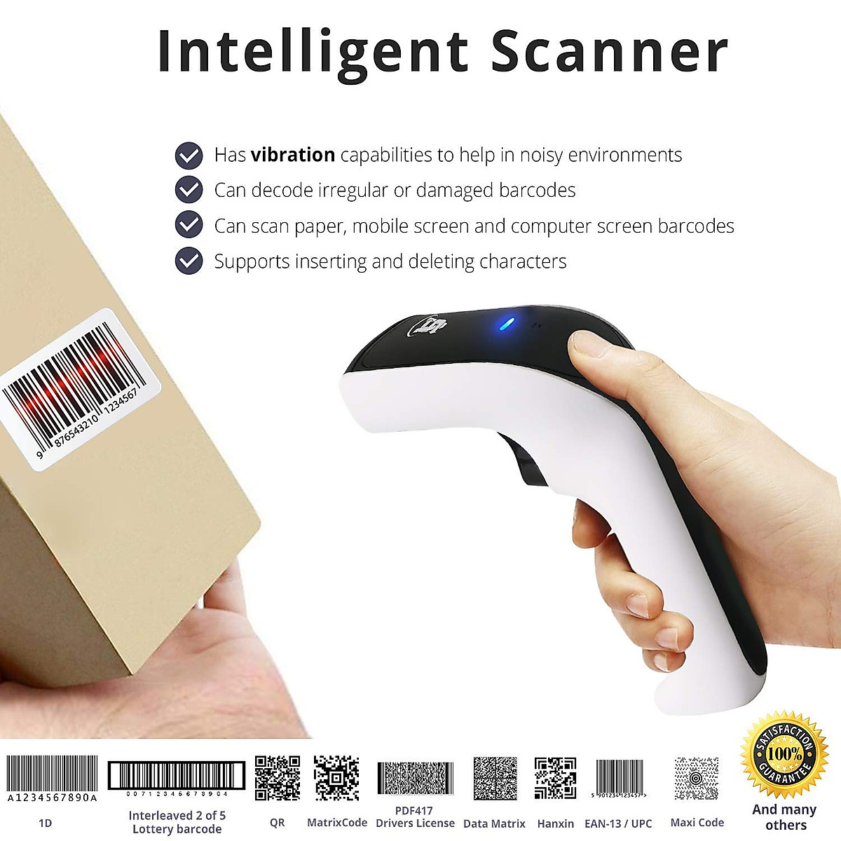 ScanAvenger Wireless Portable 1D&2D Bluetooth Barcode Scanner: Hand Scanner 3-in-1, Cordless, Rechargeable Scan Gun for Inventory - USB Bar Code/QR Reader (1D&2D with No Next Gen Stand)…