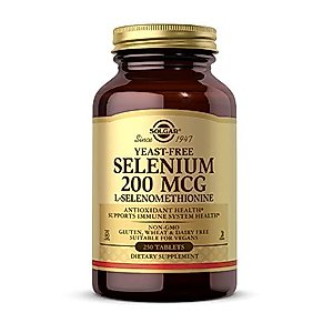 Solgar Yeast-Free Selenium 200 mcg, 250 Tablets - Supports Antioxidant & Immune System Health - Non-GMO, Vegan, Gluten Free, Dairy Free, Kosher - 250 Servings, Unflavored, Standard Packaging