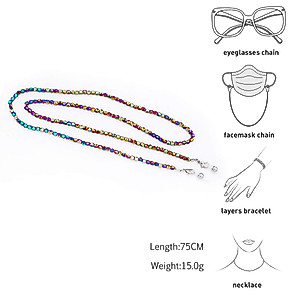 KAI Top Eyeglass Chain Sunglasses Chain Strap Holder Cord Fashion Glass Bead Mask Lanyard Face Mask Chain for Women Men