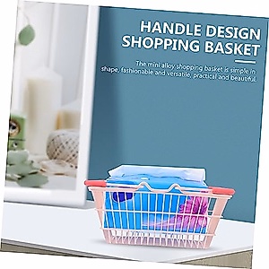 TIDTALEO Shopping Basket Hanging Basket Grocery Basket Makeup Hamper Plastic Storage Baskets Storage Baskets Pink Storage Basket Shopping Storage Basket Pretend Play Shopping Basket