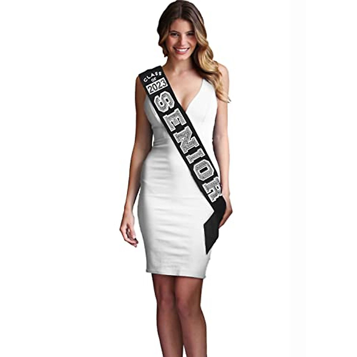 RhinestoneSash High School Graduation Gift - BLOCK 2023 Senior Black Satin Sash - Senior Graduation Supplies & Gifts - (Senior23) Black…