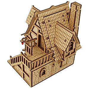 TowerRex Big House D&D Terrain Town Buildings - DND Accessories for Dungeons & Dragons, Pathfinder, Warhammer, Tabletop Battle map Grid, Wargaming Terrain, Scenery for 25mm 32mm 28mm Miniatures