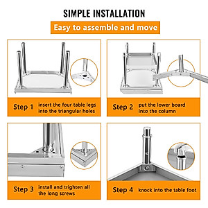 GAOMON Stainless Steel Equipment Grill Stand, 24 x 28 x 24 inch Grill Stand Table with Adjustable Storage Undershelf, Equipment Stand Grill Table, for Hotel, Home, Commercial Restaurant Kitchen