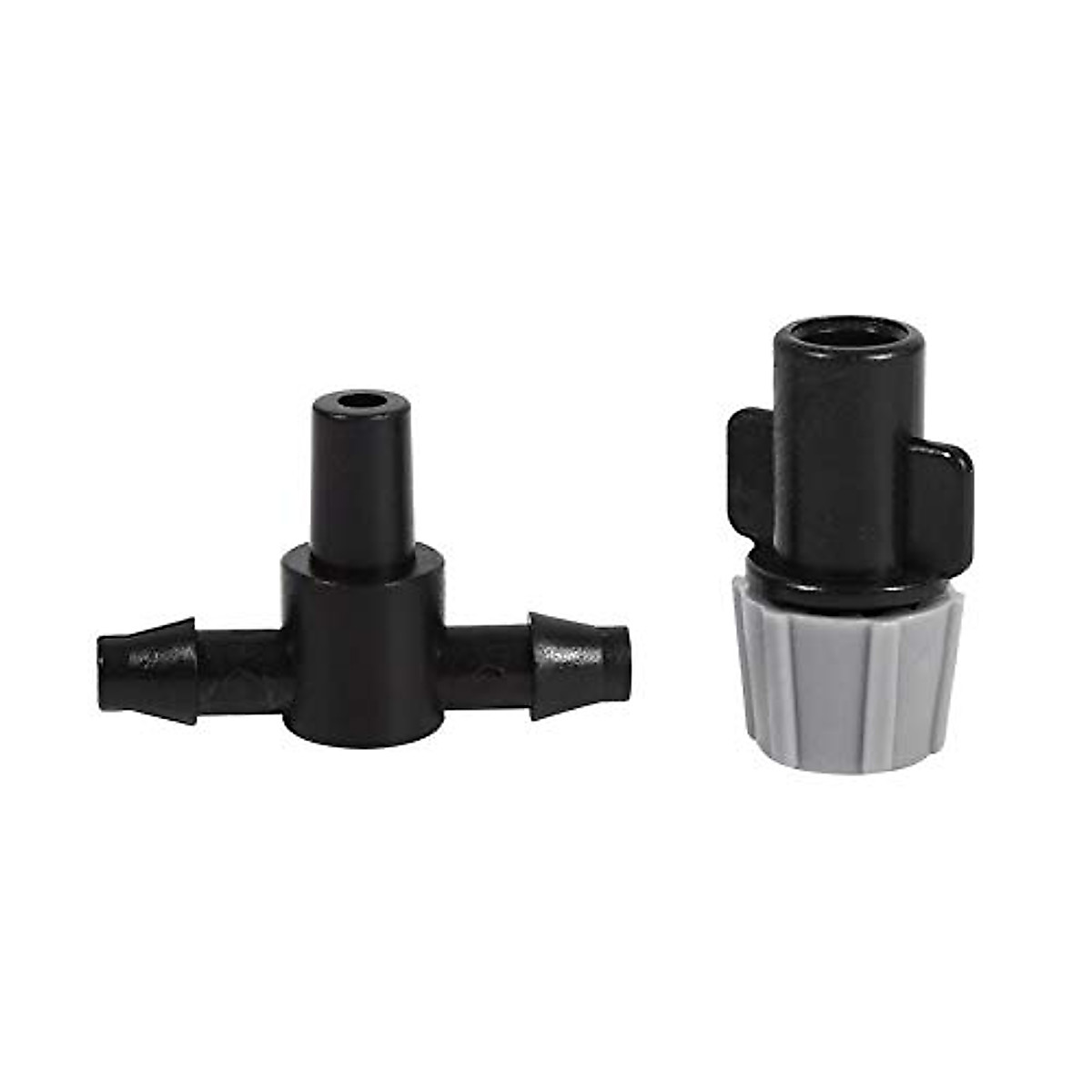 Plastic Mist Nozzle Sprinkler Tee Joints Spray Heads for Misting Watering Plant Flower Cooling System Home Garden Irrigation, 20pcs (Black)