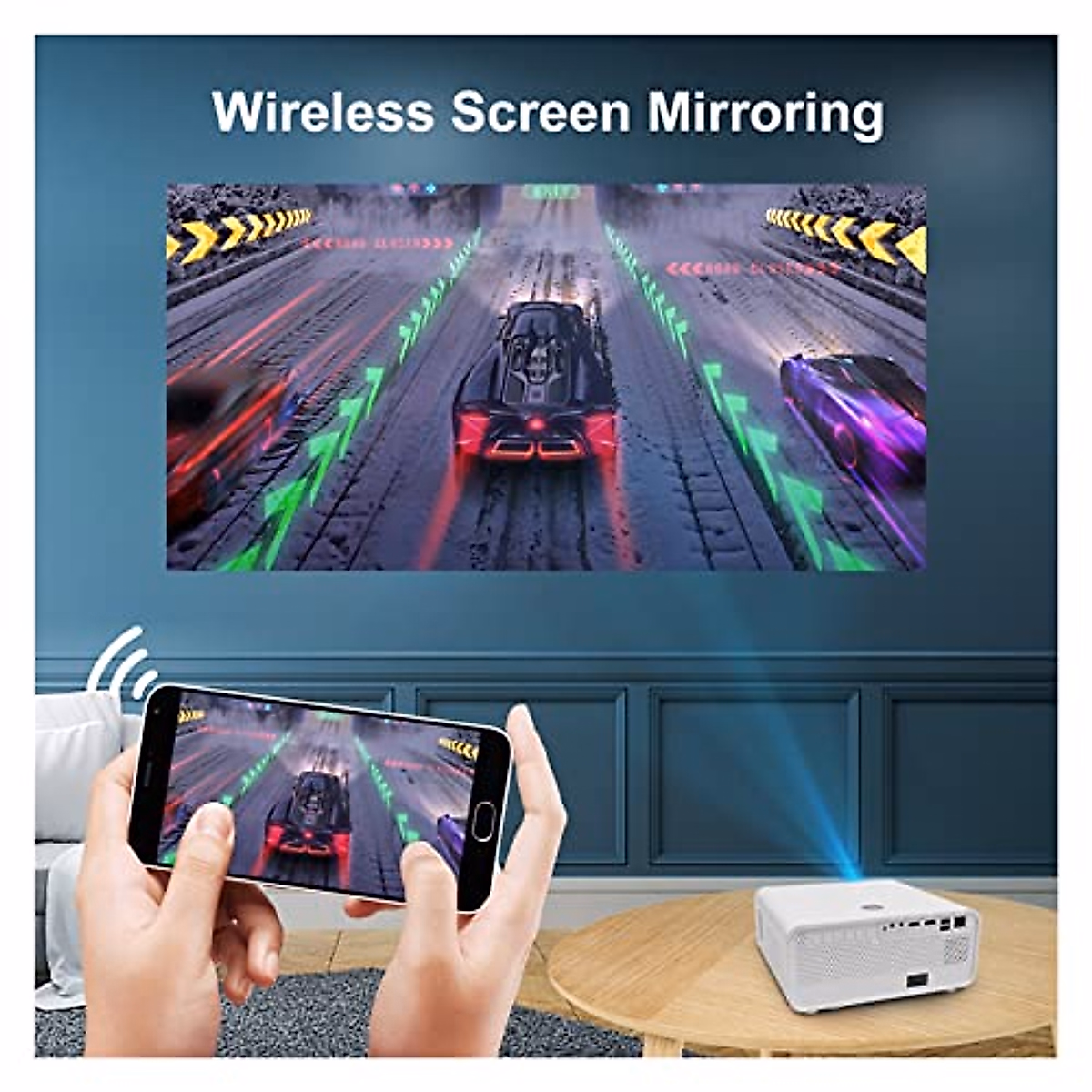 DROOS Mini Projector for Movies HQ7 7000 Lumens Led Projector Android Portable Beamer 1080P Full HD Home Cinema 300‘' Screen (projectors)