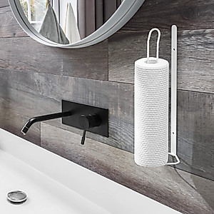 Poeland Paper Towel Holder, Wall Mount Paper Towel Rack, Nail-Free Glue Paper Towel Holder Under Cabinet for Kitchen, Bathroom, Pantry 2 Pack