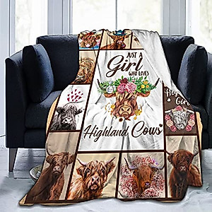 Highland Cow Throw Blanket Gifts for Women Adults Highland Cattle Farm Cow Animal Print Blanket Super Soft Cozy Fleece Warm Lightweight Plush Blanket Decor for Living Room Couch Bed Chair 40''X50''