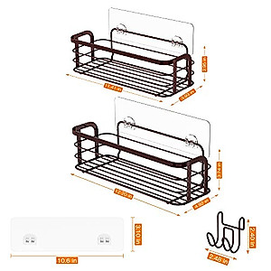 Avolare Shower Caddy, 2 Pack Adhesive Shower Organizer with Razor Hooks and 4 Adhesives, No-Drill Large Capacity Rustproof Stainless Steel Shower Shelf for Dormitory, Kitchen, Bathroom Storage, Bronze