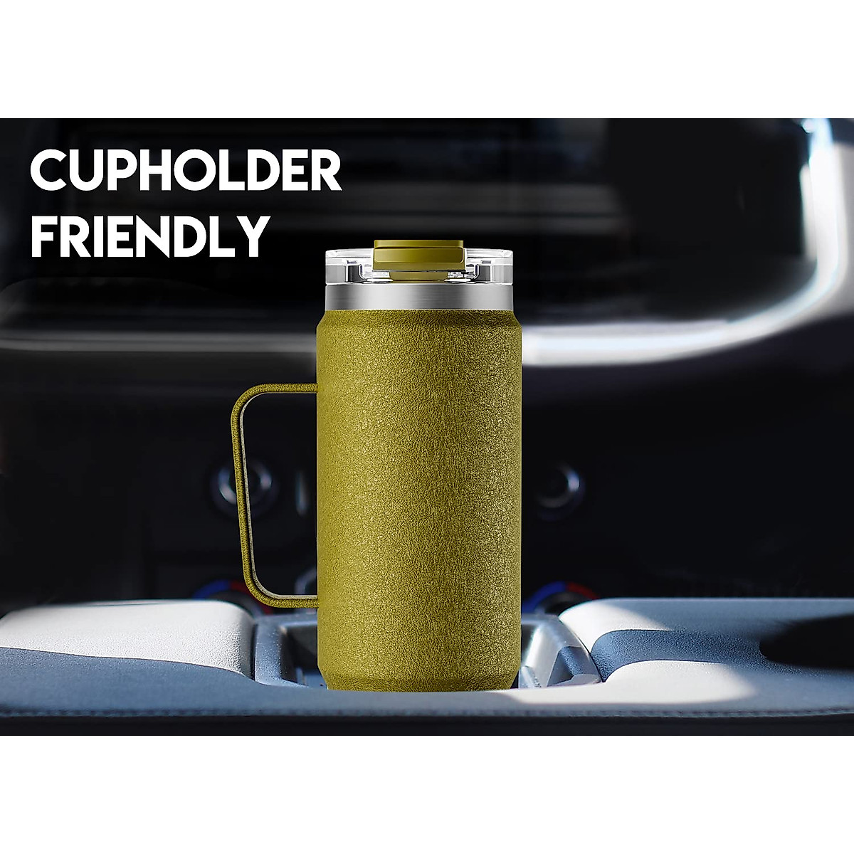 Meoky 40oz Tumbler with Handle, Stainless Steel Travel Mug with 2-in-1 Straw and Sip Lid, Vacuum Insulated Coffee Mug, 100% Leak Proof, Keeps Cold for 34 Hours or Hot for 10 Hours (Forest)